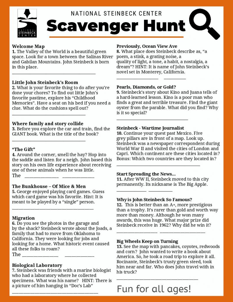 Interactive Activity 6 – Steinbeck Scavenger Hunt - Steinbeck Center